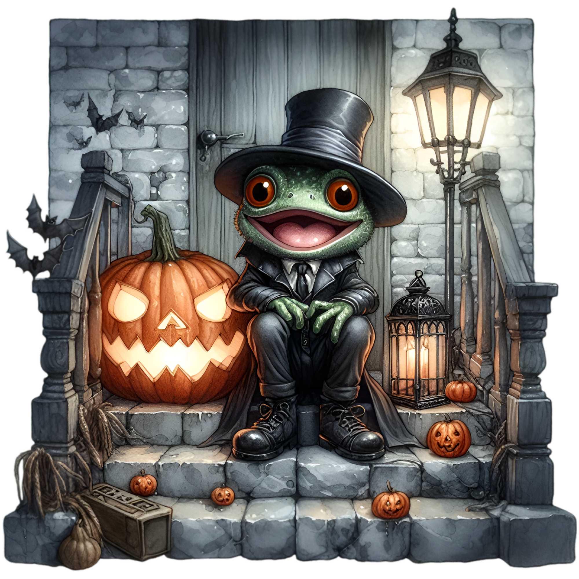 12 PNG Halloween Frog Clipart, Witch Toad Pumpkin Spooky Lantern - Etsy