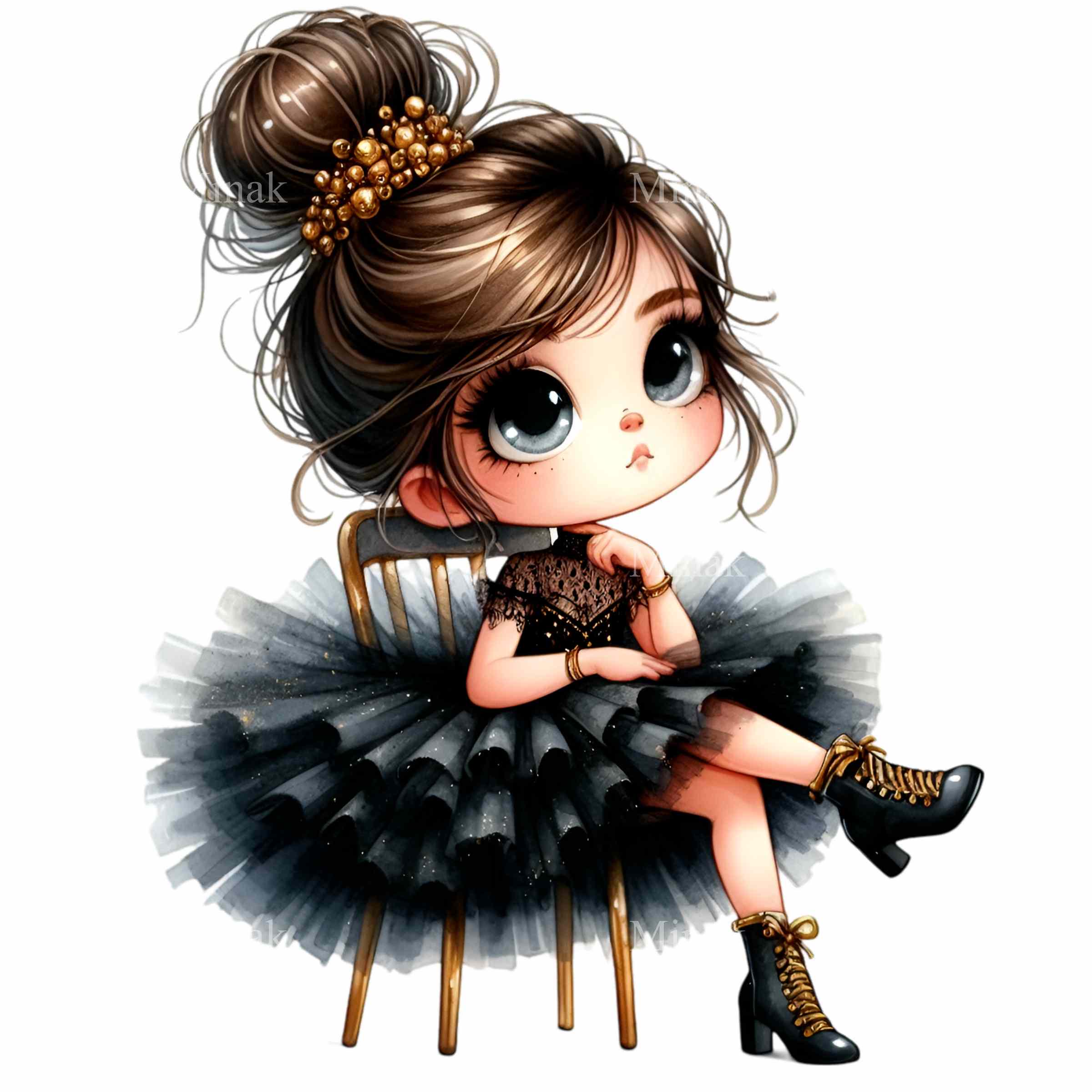 12 PNG Ballerina Girl Clipart – Elegant Dress Art With Tiara and Chair ...