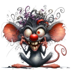 Funny Mouse Fluffy Hair, 10 PNG Crazy Quirky Animal Cartoon ...