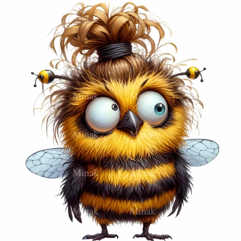 16 PNG Messy Hair Bee , Funny Bumblebee Clipart, Crazy Bird Hybrid ...