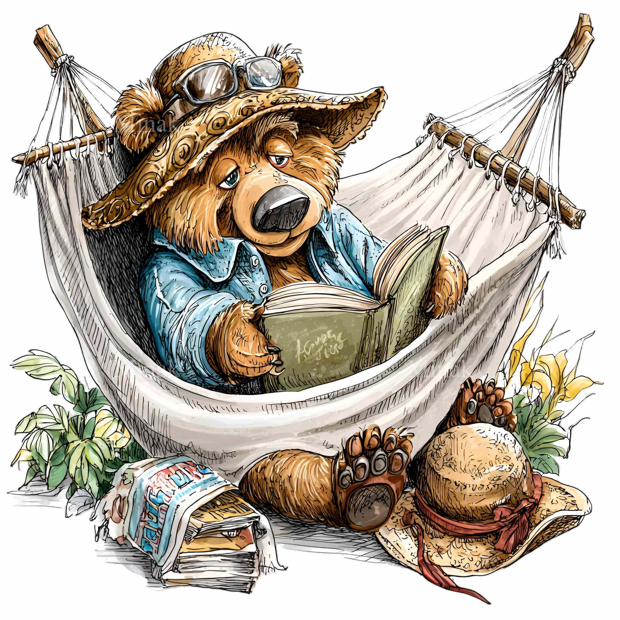 14 PNG Reading Bear Clipart - Cute Animal Hammock Png - Book Lover ...