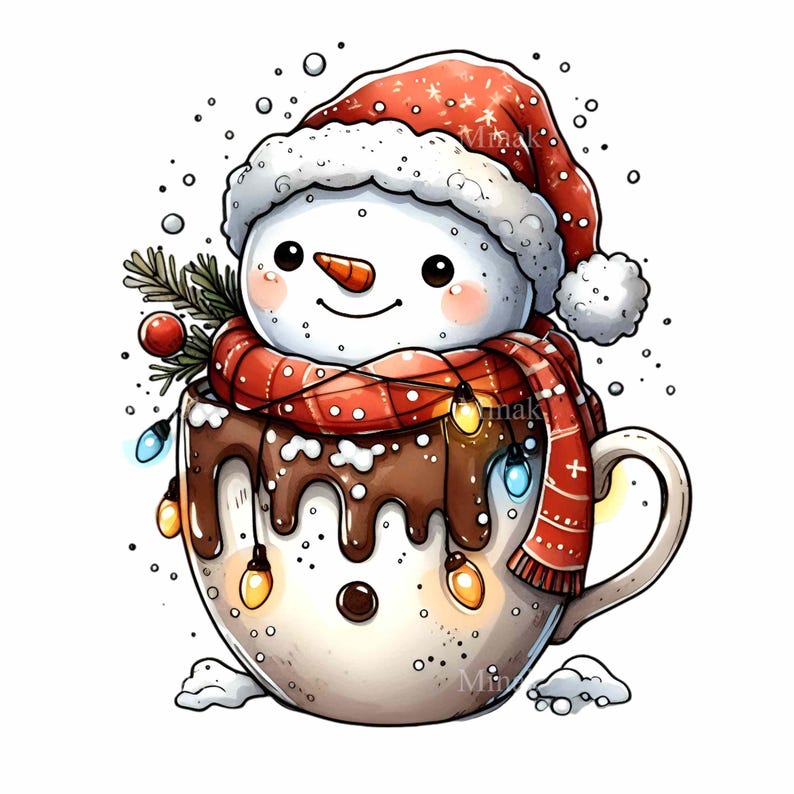 19 PNG Snowman in Cocoa Mug Clipart – Cute Christmas Hot Drink PNG ...