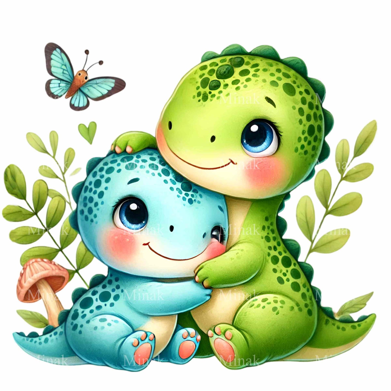 10 PNG Baby Dinosaur Clipart – Hugging Dino Illustration for Kids Decor ...