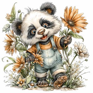 15 PNG Floral Panda Clipart – Cute Baby Bear PNG for Nursery Wall Art ...