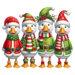 Christmas Ducks Clipart, 15 Festive Holiday Duck PNG, Santa and Elf ...