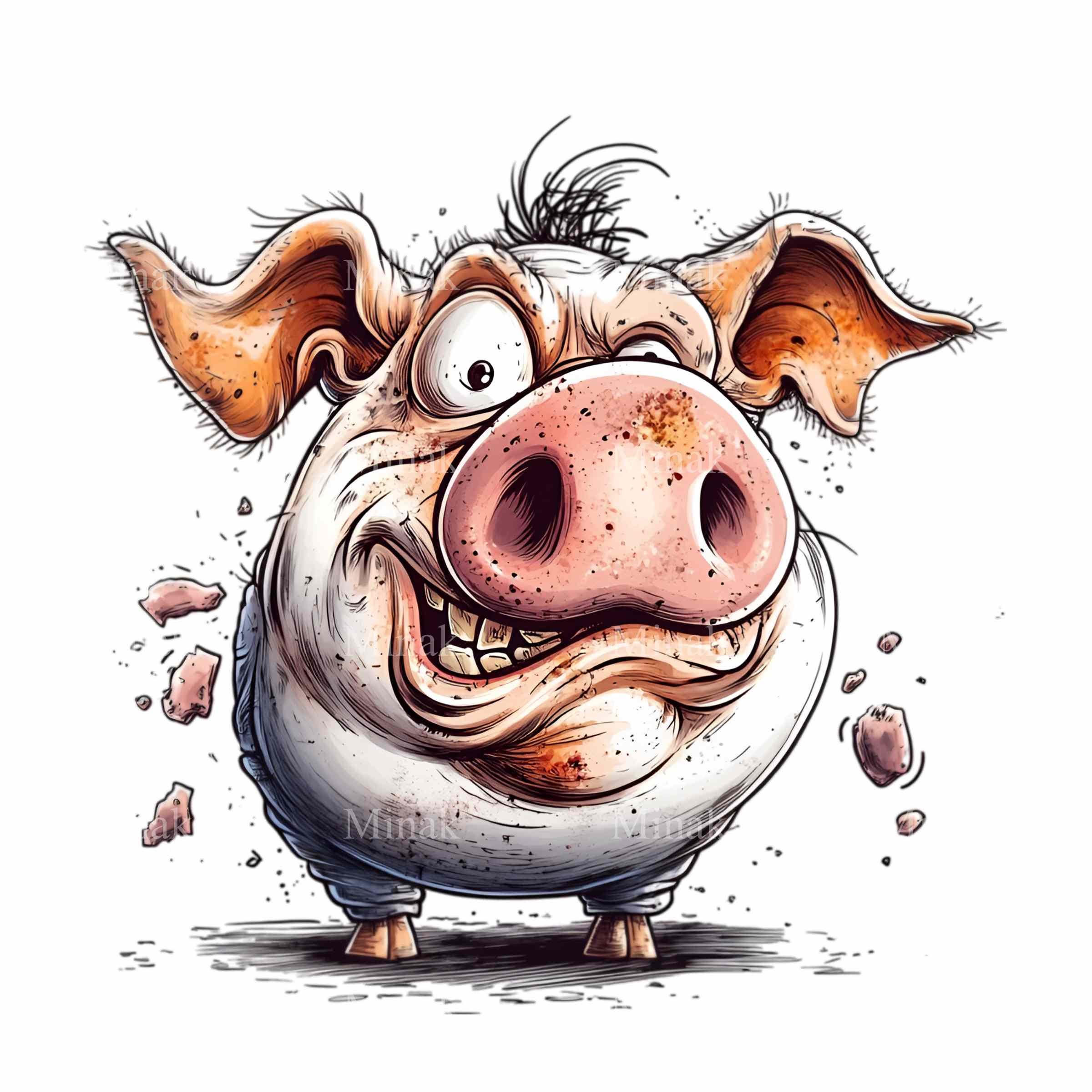 12 Funny Pig PNG Clipart, Transparent Background, Playful Farm Animal ...