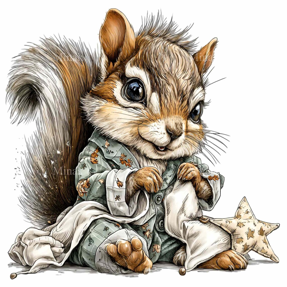 10 PNG Clipart écureuil endormi, pyjama animaux graphiques, art ...