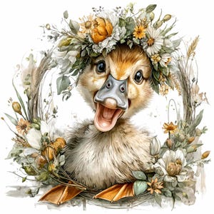 12 PNG Floral Duckling Clipart – Cute Duck PNG – Spring Animal ...