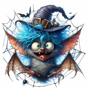 12 Cute Blue Furry Bat PNG Clipart - Halloween Fantasy Creature With ...