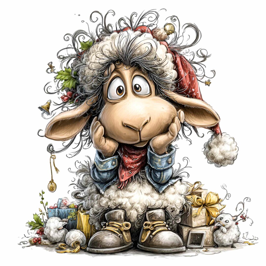 12 PNG Holiday Sheep Clipart – Christmas Lamb PNG – Cute Farm Animal ...