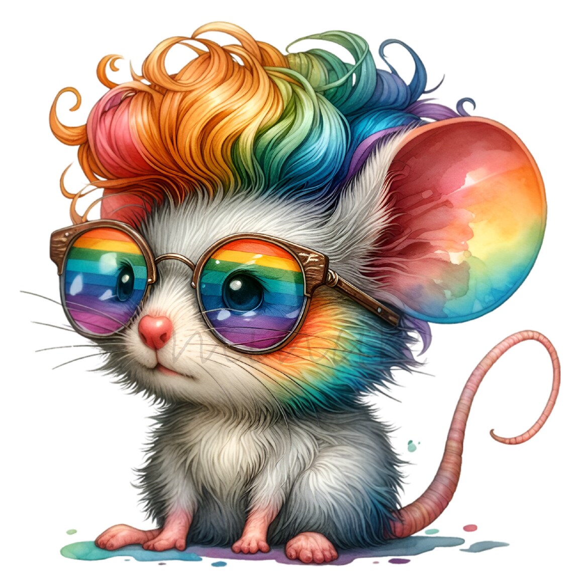 12 PNG Mouse Clipart – Cartoon Rainbow Hair Mouse Illustration for ...