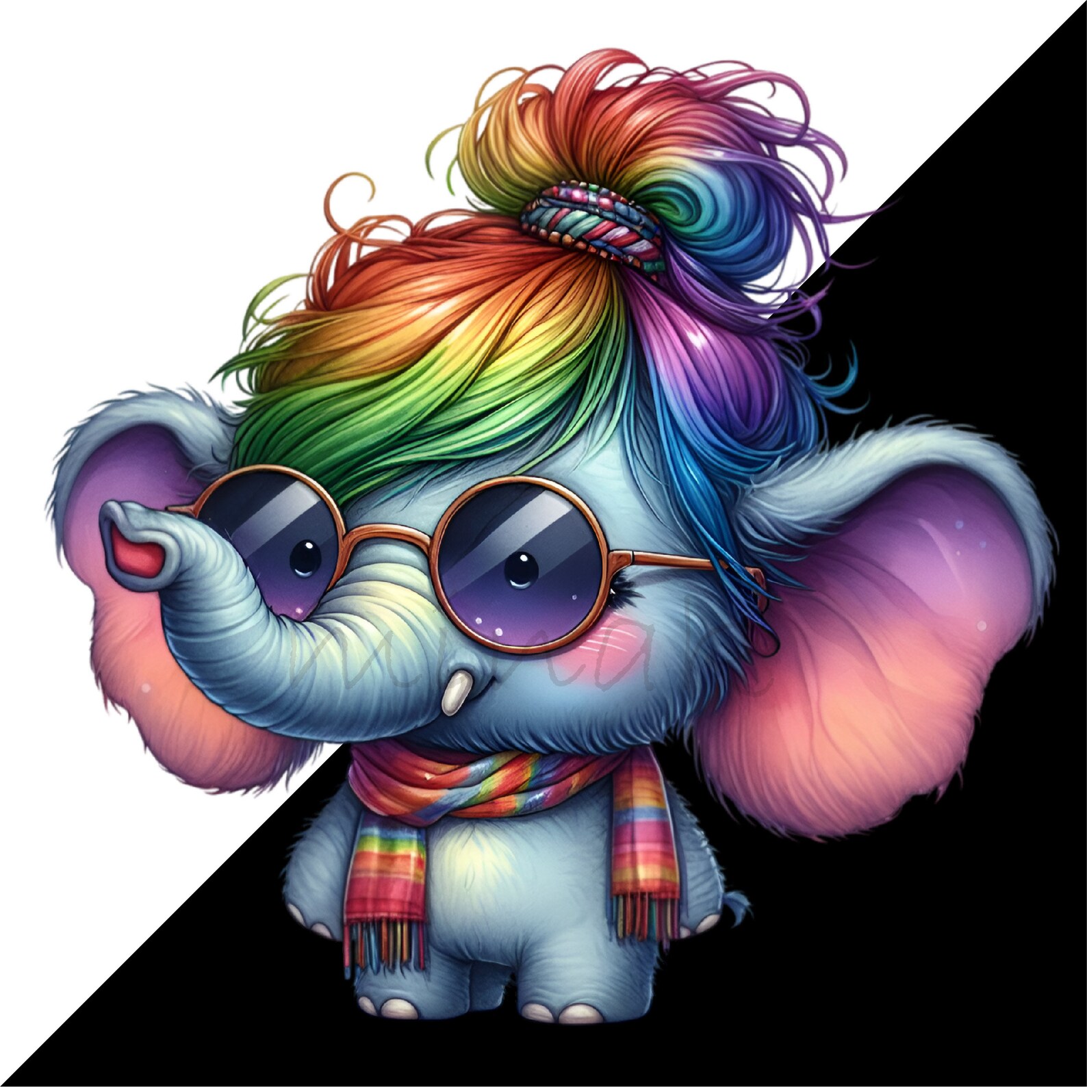 Rainbow Animal Clipart, Elephant Clip Art, Birthday Clipart, 10 PNG ...