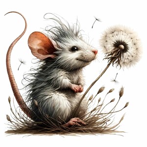 Mouse With Dandelion PNG Clipart - 14 Adorable Woodland Animal ...