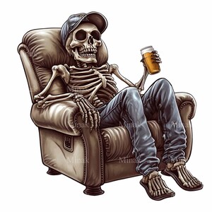 14 Funny Skeleton PNG, Lazy Skeleton Drinking Beer Clipart, Humorous ...