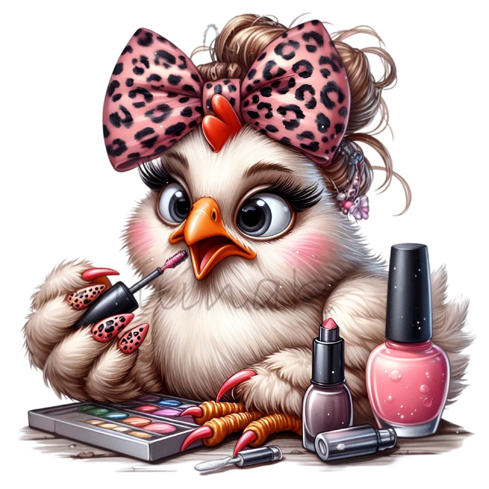 15 Fancy Chicken PNG Clipart - Glamorous Hen With Leopard Bow, Nail ...