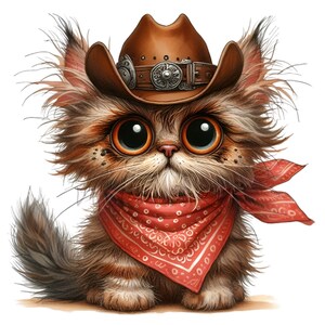 Funny Cat With Cowboy Hat and Bandana 12 PNG Comics Western Animal ...