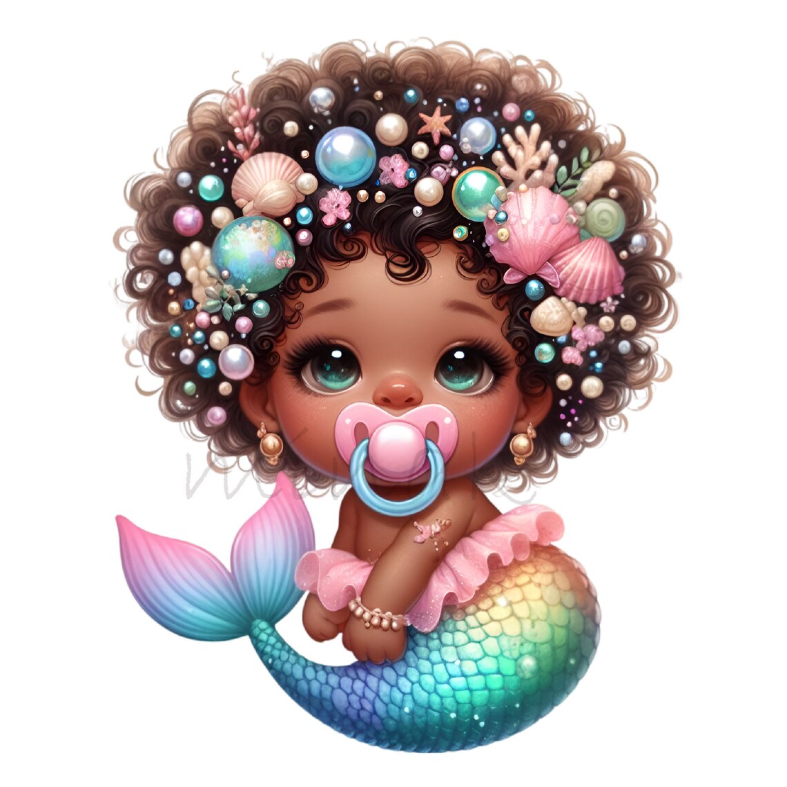 Pacifier Clipart, Newborn Clipart, Mermaid Clipart, 10 PNG Watercolor ...