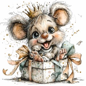 15 PNG Birthday Bear Clipart – Cute Animal PNG With Crown and Gift Box ...