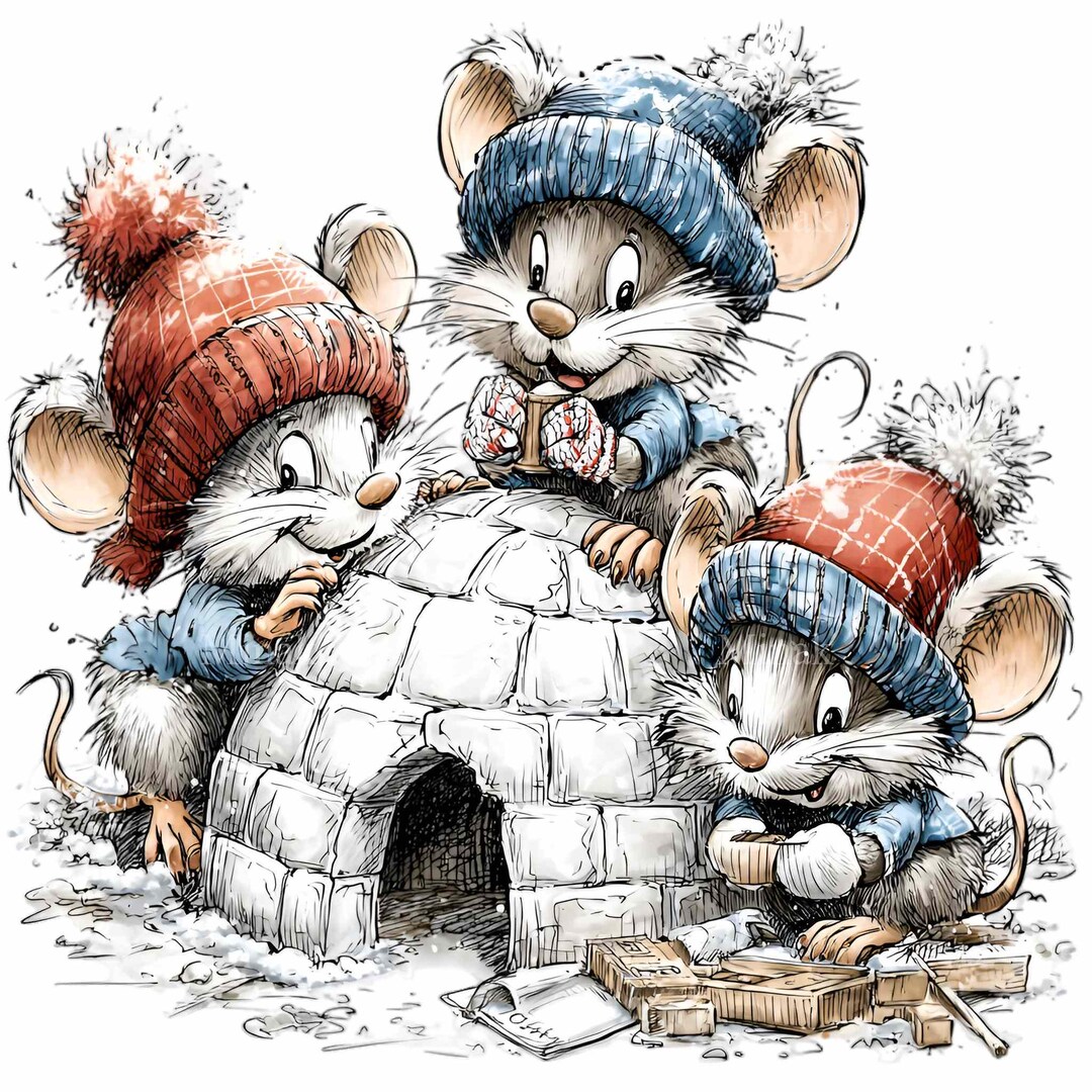 14 PNG Winter Mice Clipart – Watercolor Animal PNG – Cute Mouse ...