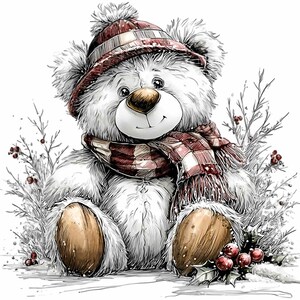 15 PNG Winter Bear Clipart - PNG Holiday Animal Illustration - Digital ...