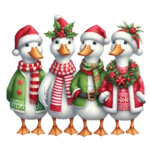 14 Christmas Duck PNG Clipart – Four Festive Ducks in Holiday Outfits ...