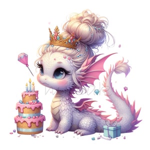 15 Princess Dragon PNG Clipart - Cute Fantasy Dragon With Tiara ...
