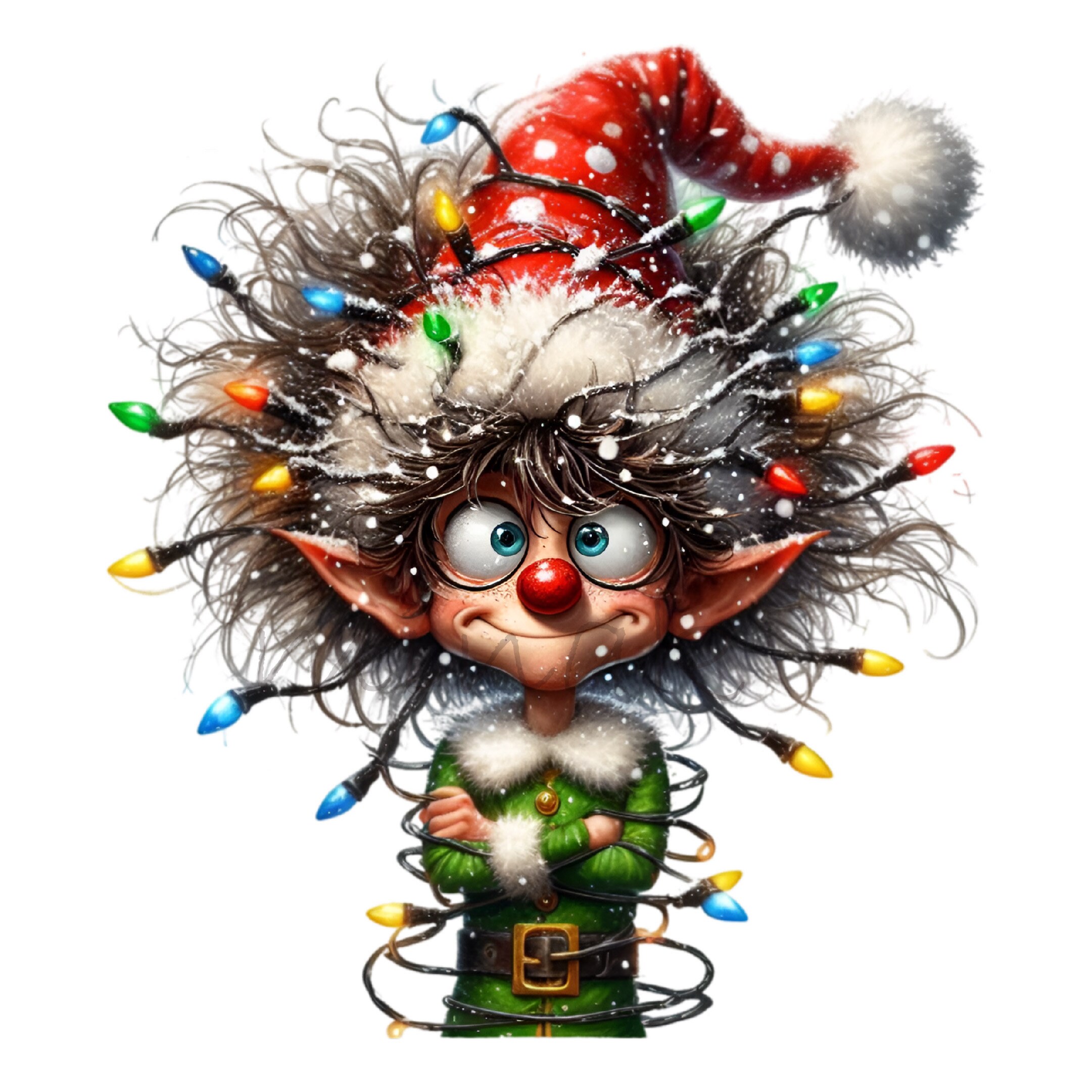10 PNG Tangled Elf Clipart – Funny Christmas Elf PNG – Grumpy Holiday ...