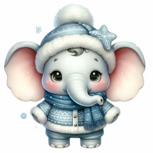 Baby Elephant PNG Clipart in Winter Clothes, 12 Adorable Elephant With ...