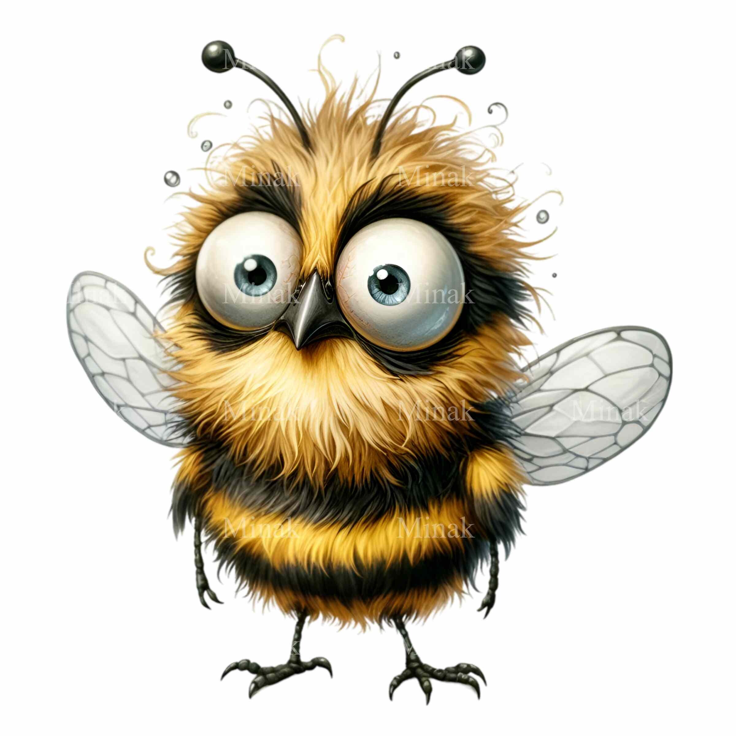 16 PNG Messy Hair Bee , Funny Bumblebee Clipart, Crazy Bird Hybrid ...