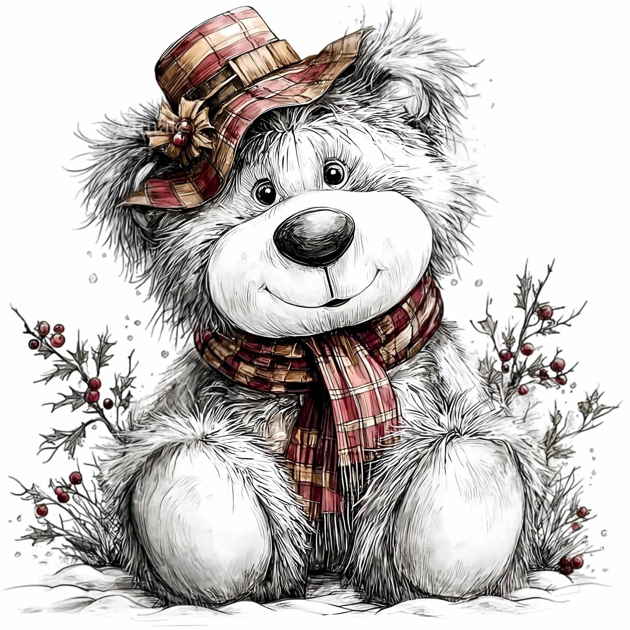 15 PNG Winter Bear Clipart - PNG Holiday Animal Illustration - Digital ...