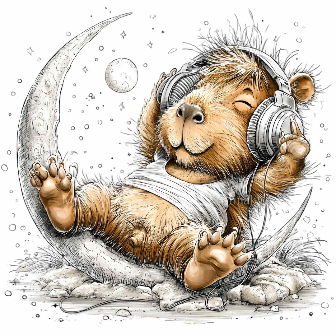 14 PNG Music Lover Animal – Capybara PNG Clipart – Cute Moon Pet ...