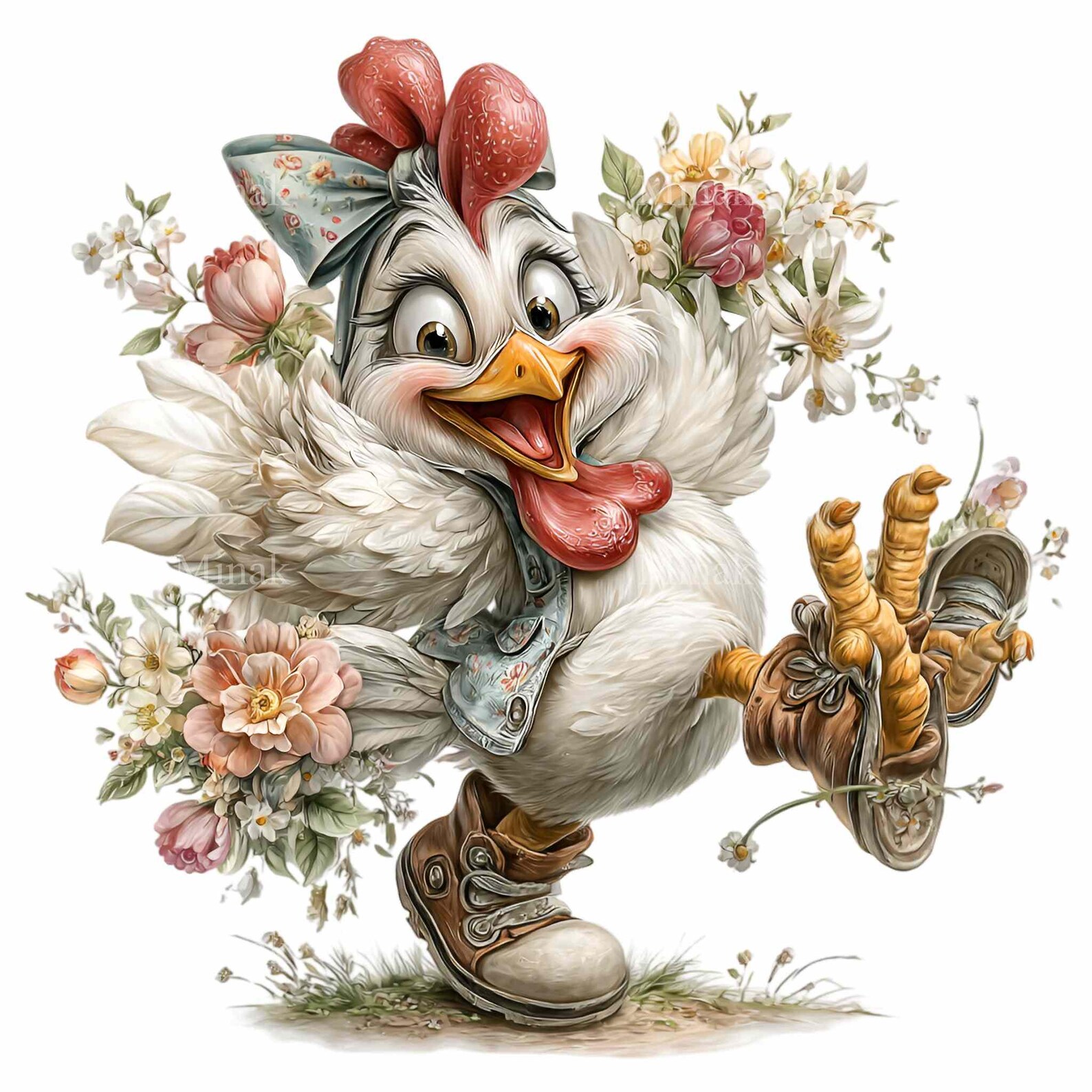 15 PNG Spring Chicken Clipart, Watercolor Farm Bird With Flowers ...