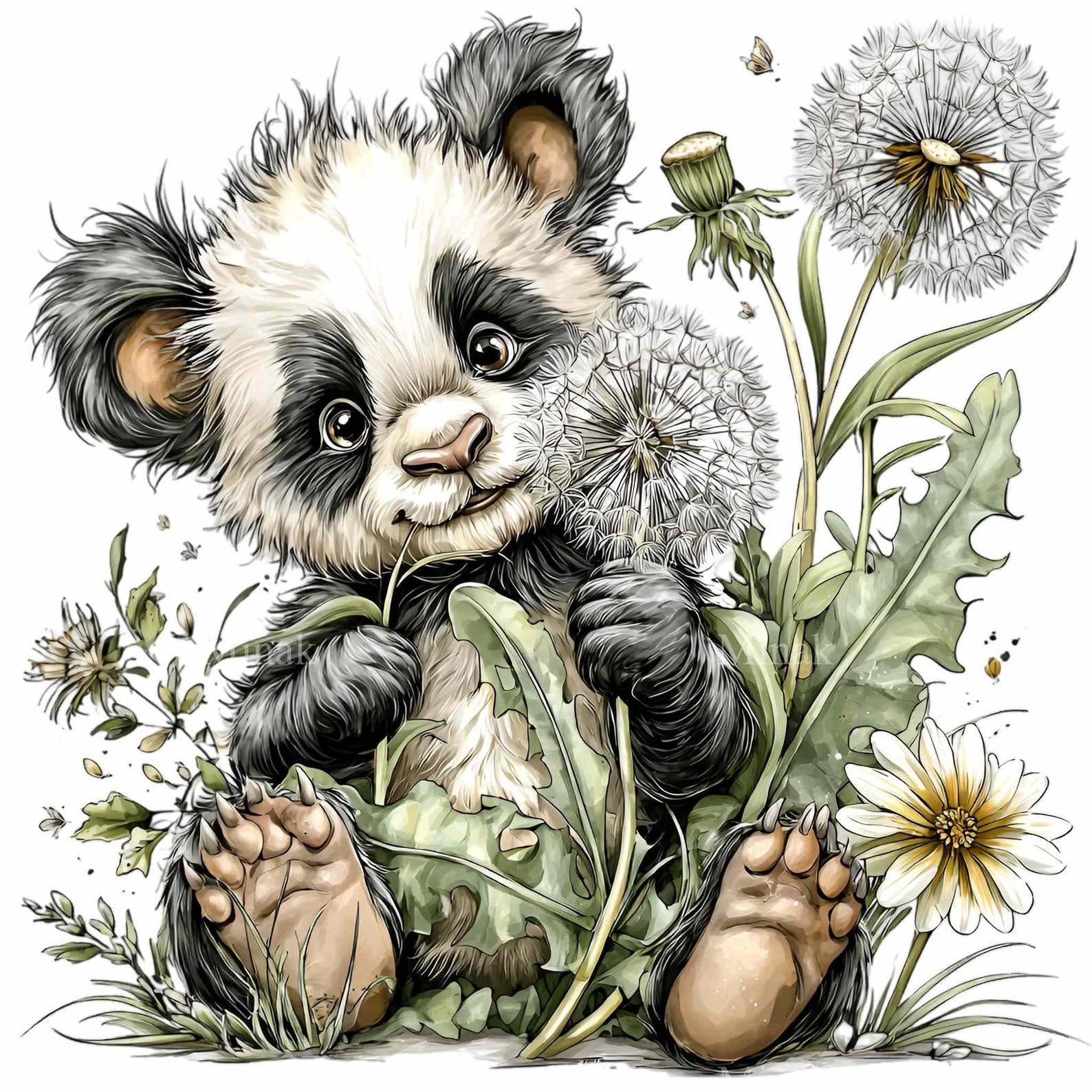 12 PNG Dandelion Panda – Panda Flower PNG Clipart – Cute Baby Animal ...