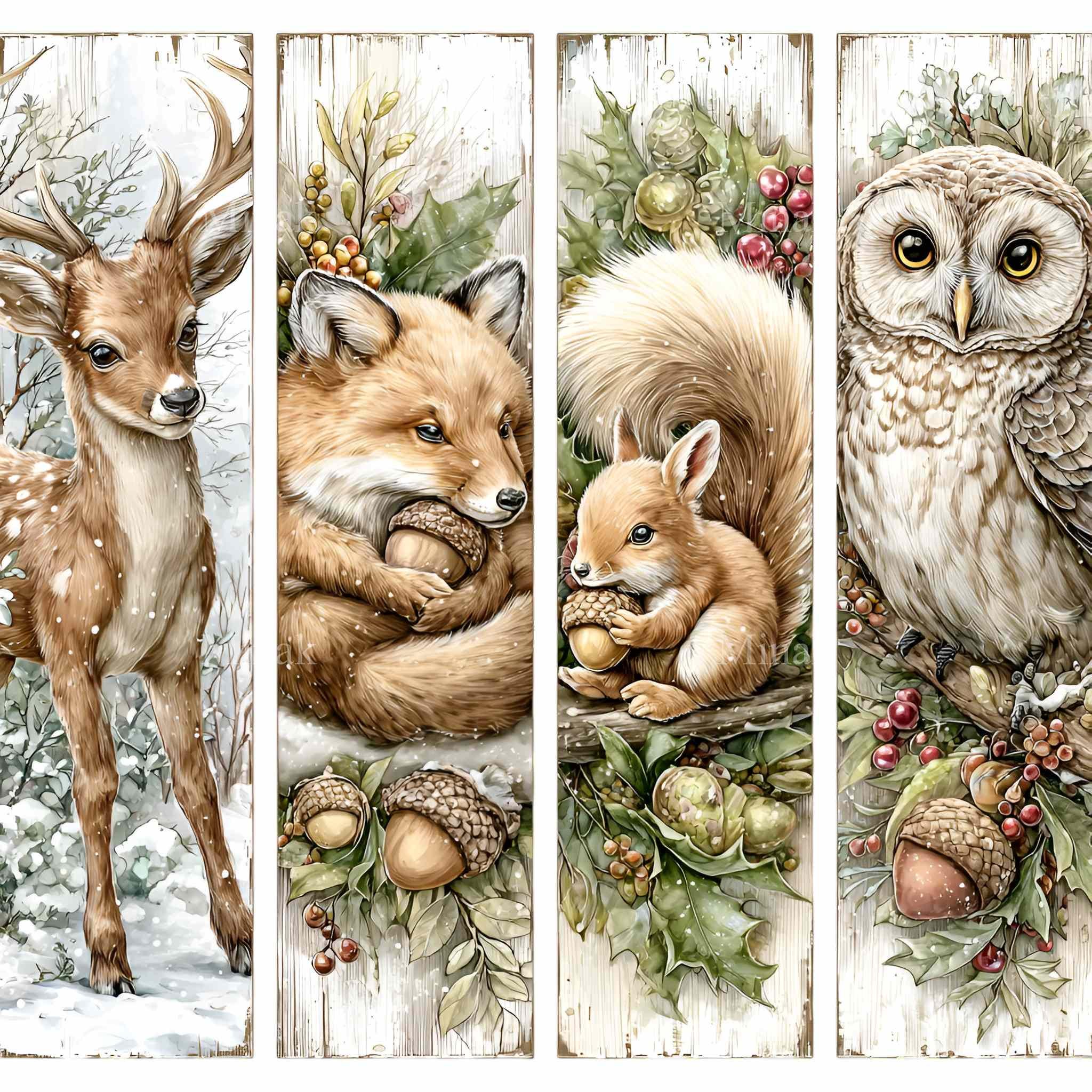 10 PNG Woodland Animal Clipart Set – Deer Fox Owl Squirrel PNG for ...