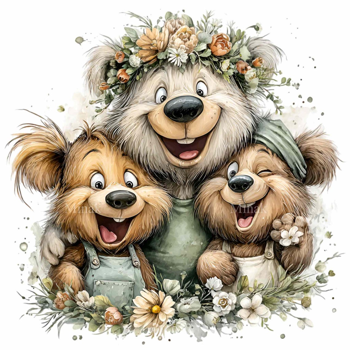 15 PNG Cute Bears Clipart – Woodland Bear Family PNG for Nursery Wall ...