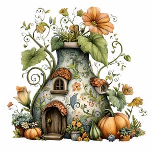 15 PNG Pumpkin House Clipart – Fall Fairy Home PNG – Cute Autumn ...