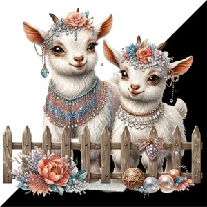 Princess Goat Twins Clipart Adorable Goat Illustration 10 PNG - Etsy