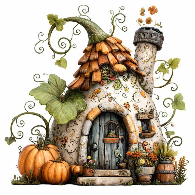 15 PNG Pumpkin House Clipart – Fall Fairy Home PNG – Cute Autumn ...