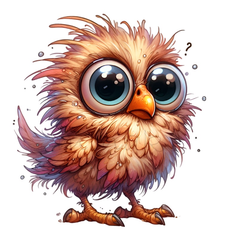 12 PNG Chicken Funny Rooster Clipart, Messy Hair Sublimation, Stressed ...