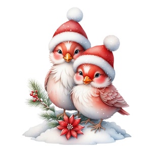 Red Bird Clipart Bundle PNG, 25 Watercolor Winter Cardinal Clip Art ...