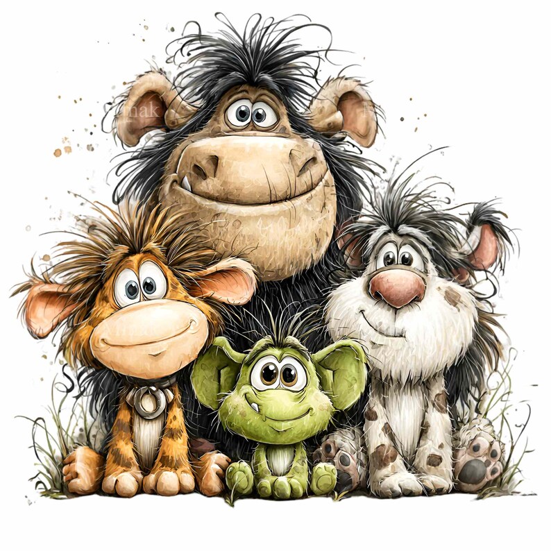 11 PNG Monster Family Clipart, Watercolor Fantasy Creatures Animal ...