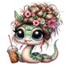 15 Funny Snake Drinking Coffee Cartoon Clipart Printable Digital Comics ...