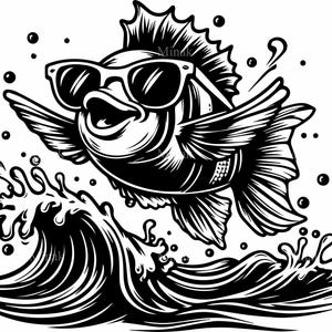 5 SVG Cool Fish SVG With Sunglasses – Ocean Cartoon Clipart – Funny ...
