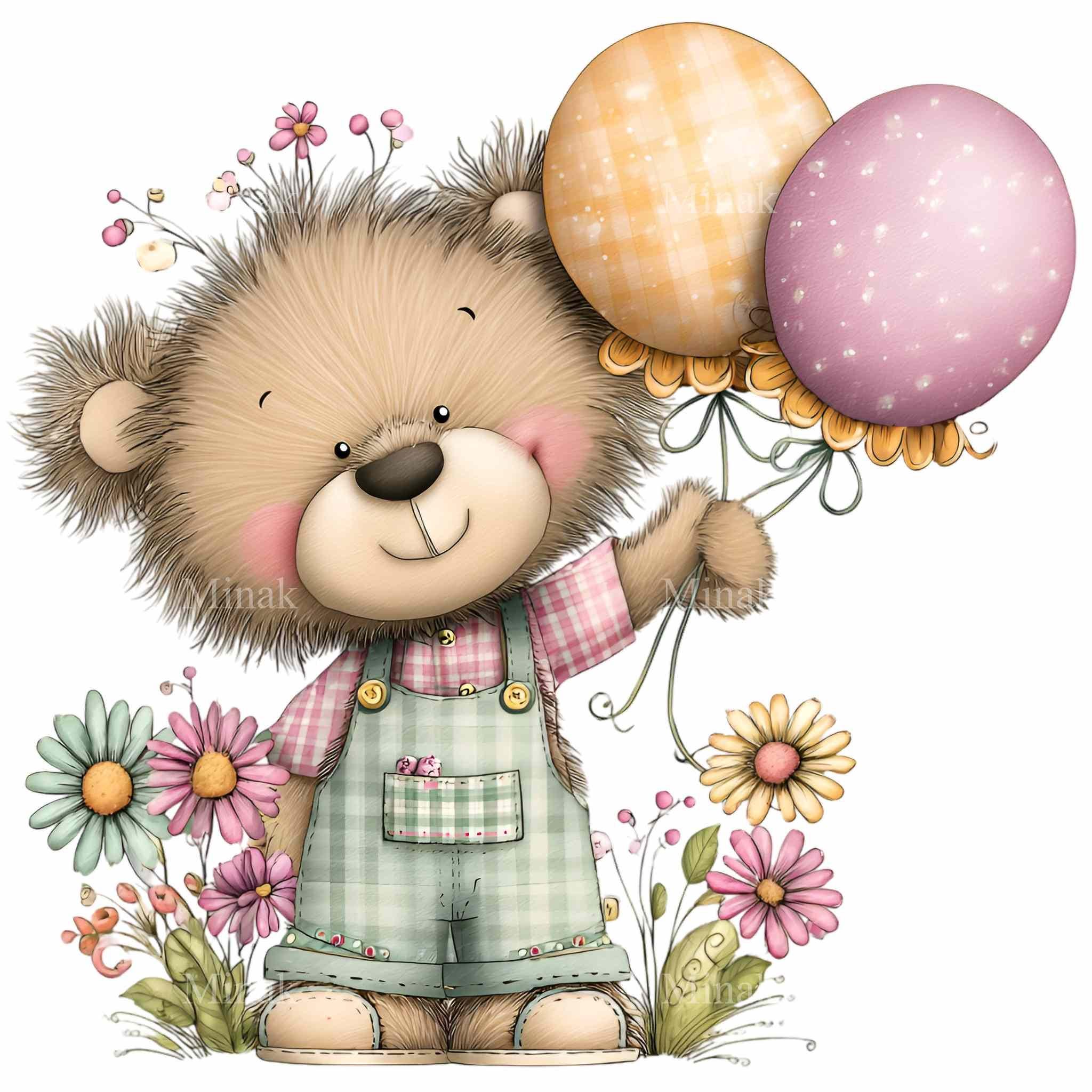 16 PNG Birthday Bear Clipart – Cute Bear PNG for Nursery Wall Art, Baby ...