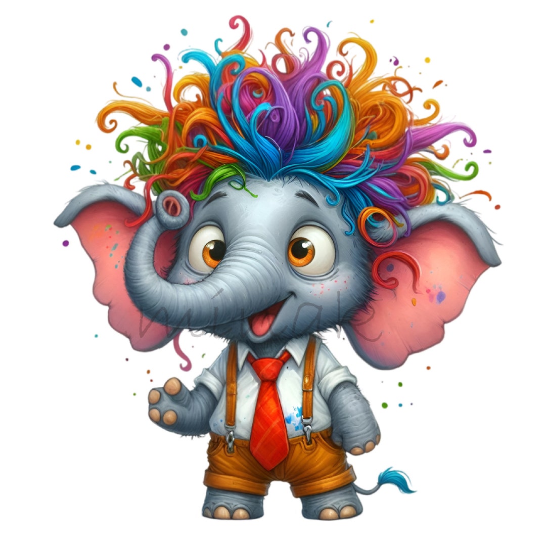 15 PNG Rainbow Elephant Clipart – Funny Party Animal Illustration ...