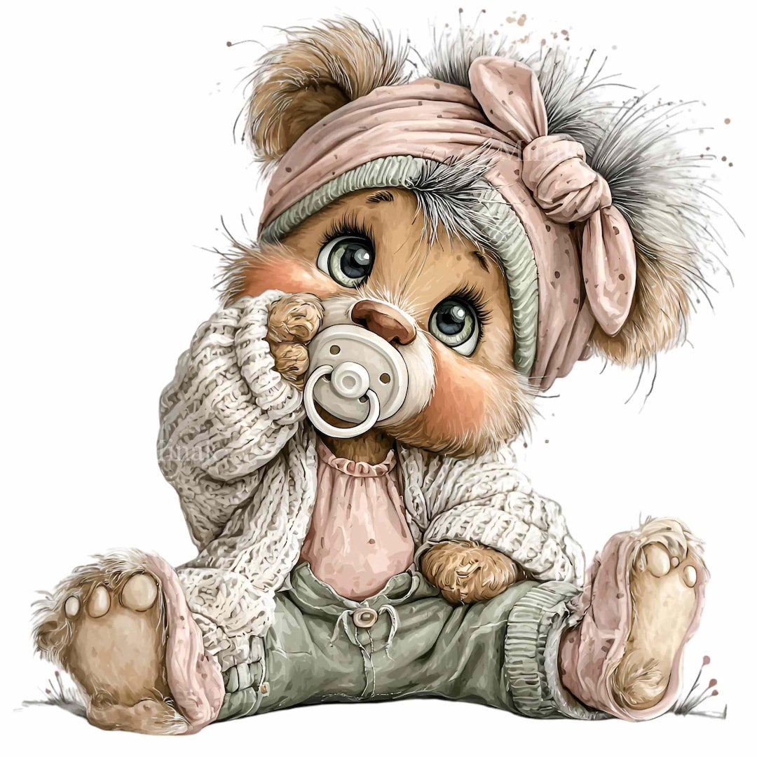 12 PNG Baby Bear Clipart – Cute Animal Illustration for Nursery Decor ...