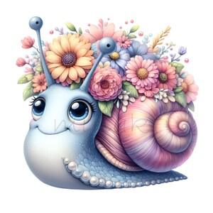 Snail Clipart, Floral, Garden Clip Art PNG, 10 Cute Snail Nursery ...