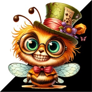 Steampunk Bee Character PNG Clipart. 12 Cute Bee With Top Hat and ...