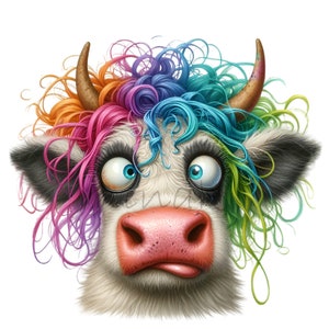 Rainbow Cow Fanny Heifer 15 PNG Farm Animal Illustration Clipart ...