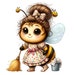 12 Housekeeper Bee PNG Clipart, Cute Cartoon Bee With Broom and Flowers ...